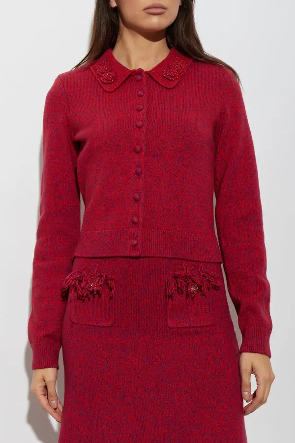 SELF-PORTRAIT Cardigan With Appliqué On The Collar