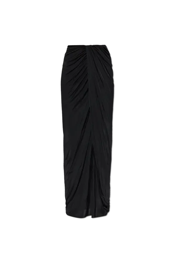 Balmain Long Skirt With Draping - Black