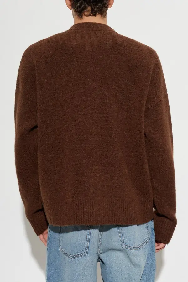 AMI Paris Wool Cardigan With Logo