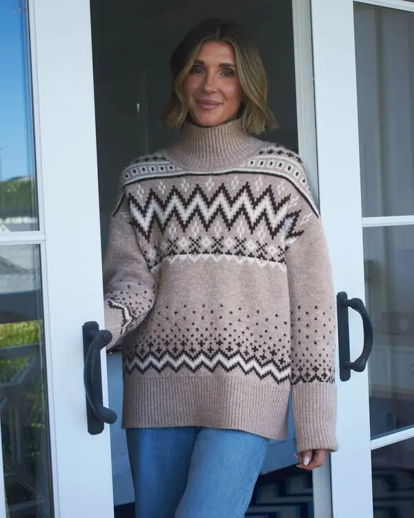 Splendid X @cellajaneblog Fair Isle Turtleneck Sweater - Praline Multi