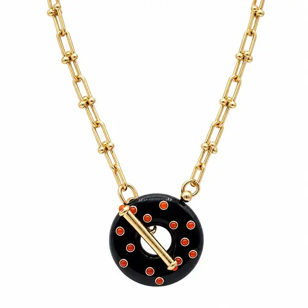 MICHAEL NASH JEWELRY Beatrice Black Resin And Carnelian Toggle Necklace
