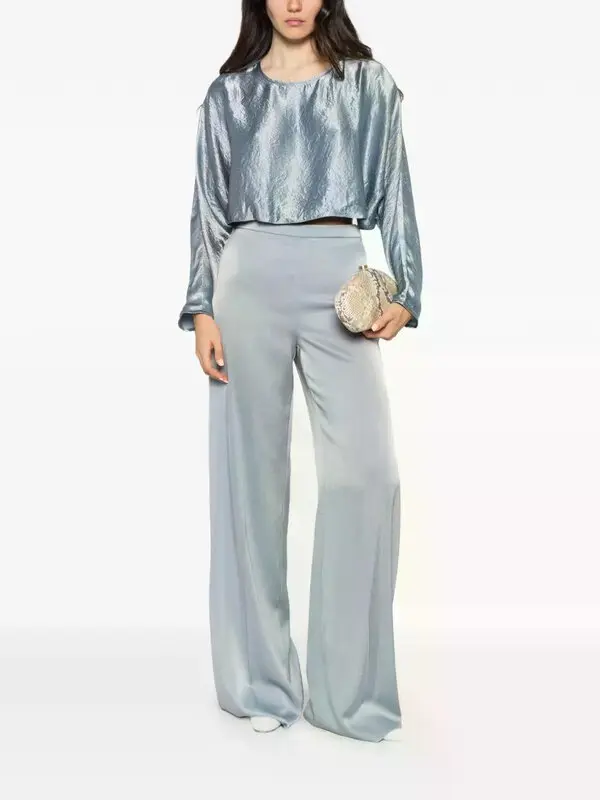 Marella Crinkled Cropped Blouse - Blue