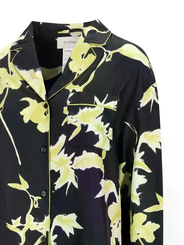 Sportmax Floral-print Silk Shirt - Black