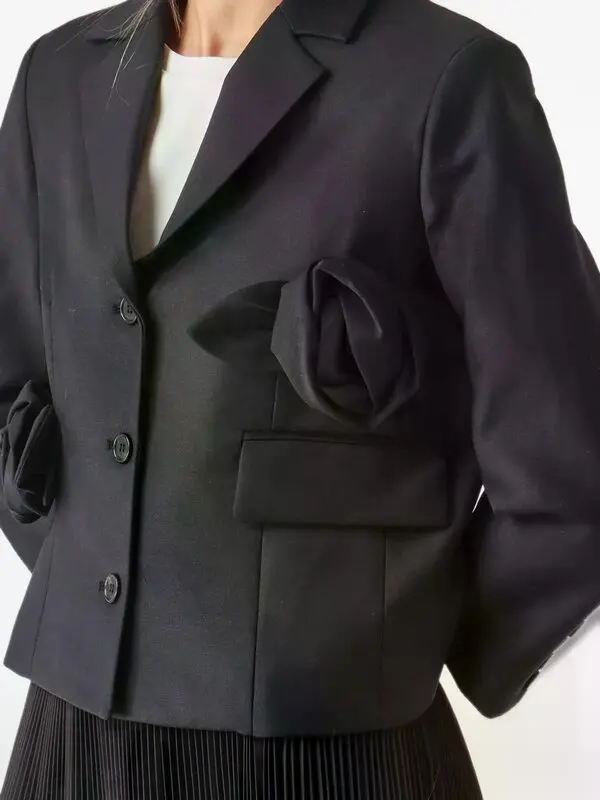 MEIMEIJ Flower-appliqué Single-breasted Blazer