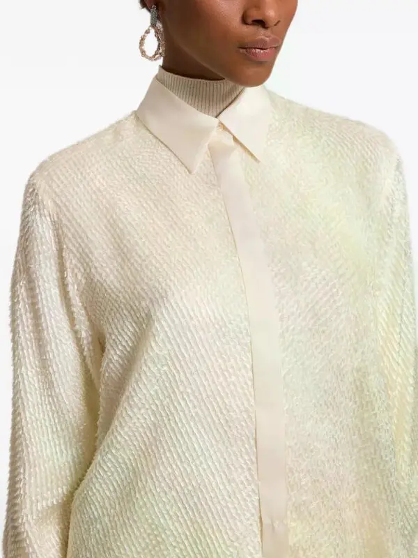Peserico Fringe-textured Long-sleeve Shirt