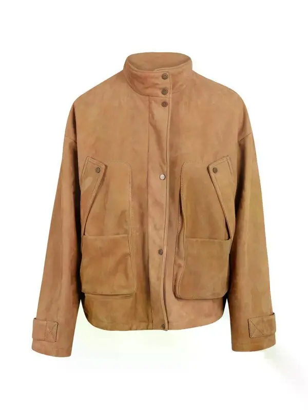 SALVATORE SANTORO Suede High-neck Jacket - Neutrals
