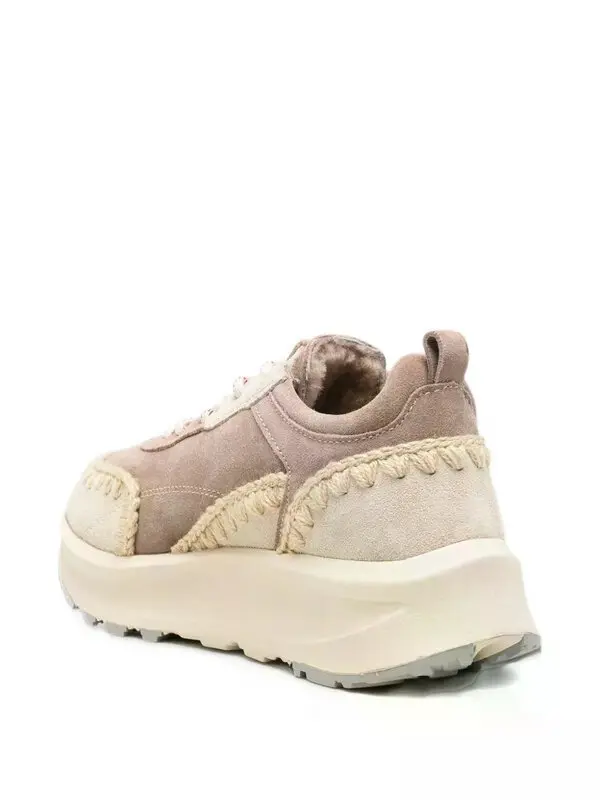 Mou Crochet-trim Suede Sneakers
