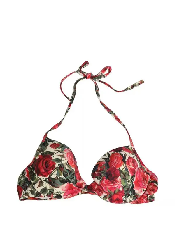 Dolce & Gabbana Floral-print Bikini Top - Red