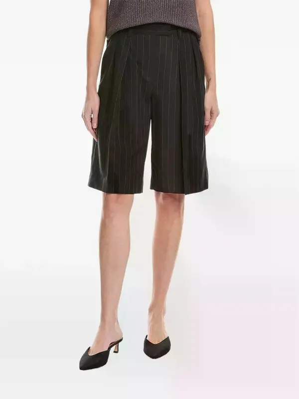 Brunello Cucinelli Pinstripe-print Pleated Shorts - Black