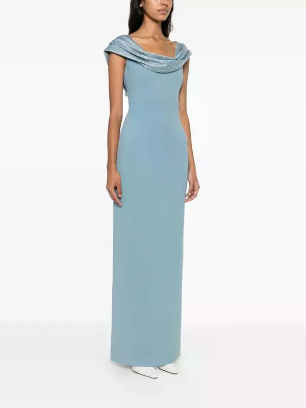 Solace London Cardinale Crystal-embellished Draped Maxi Dress