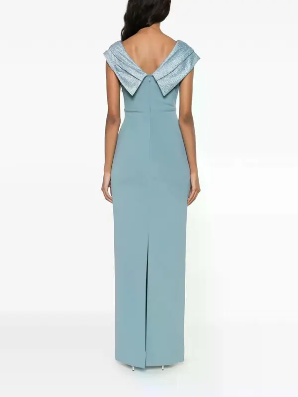 Solace London Cardinale Crystal-embellished Draped Maxi Dress