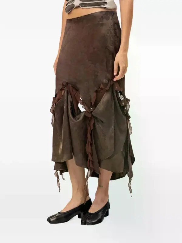 AVAVAV Kikki Cut-out Jacquard Asymmetric Midi Skirt