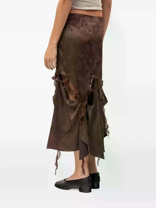 AVAVAV Kikki Cut-out Jacquard Asymmetric Midi Skirt