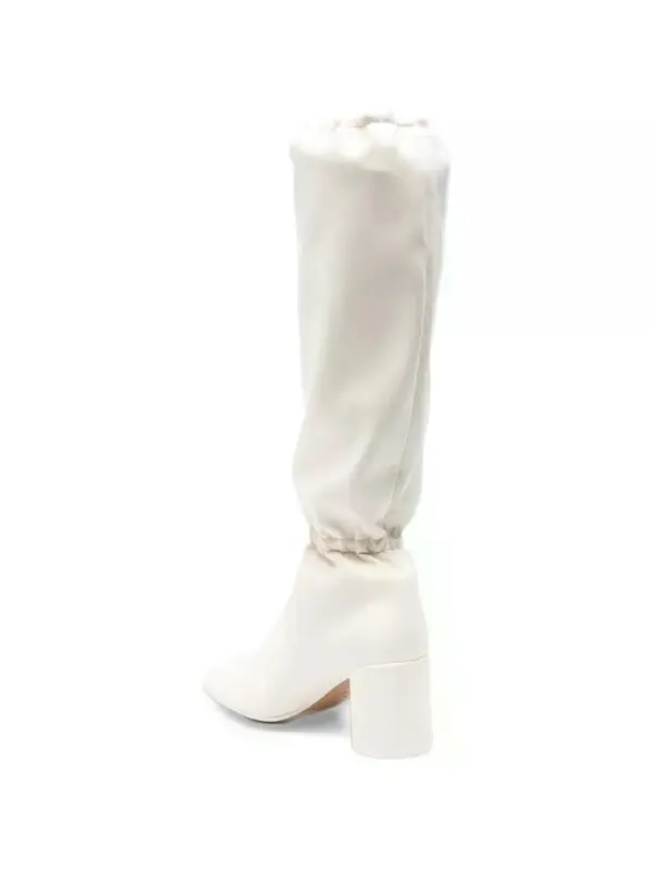 MAISON MARGIELA Ruched-detail Knee-high Boots - White