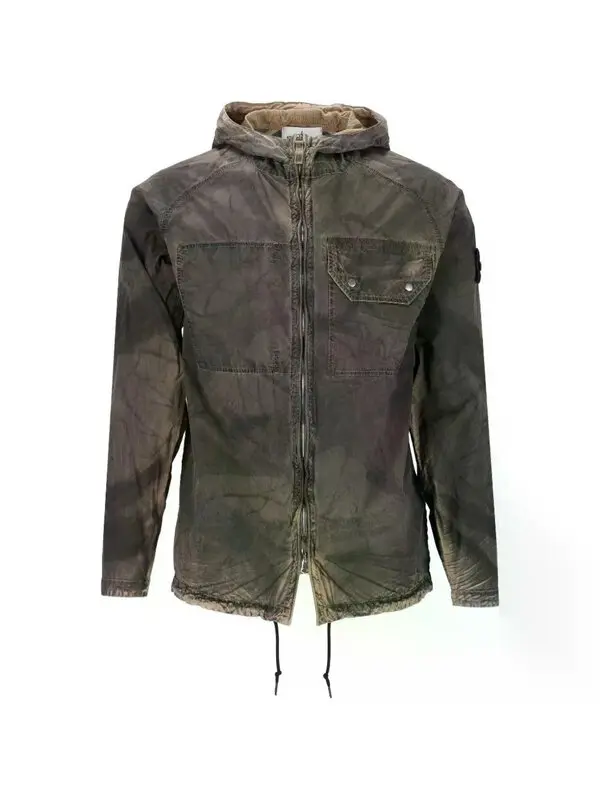 Stone Island 1200038 Laser Forest Camo Crinkle Reps-tc Overshirt - Grey