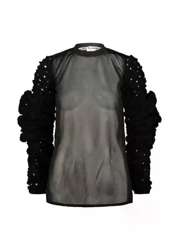 Comme Des Garçons Sheer Ruffled-sleeve Blouse