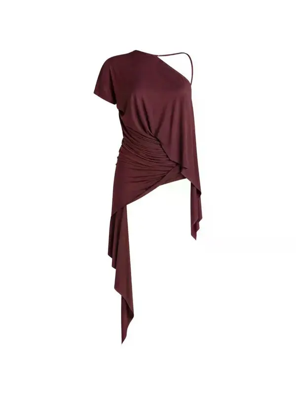 Rick Owens Ruched Asymmetric Top - Red