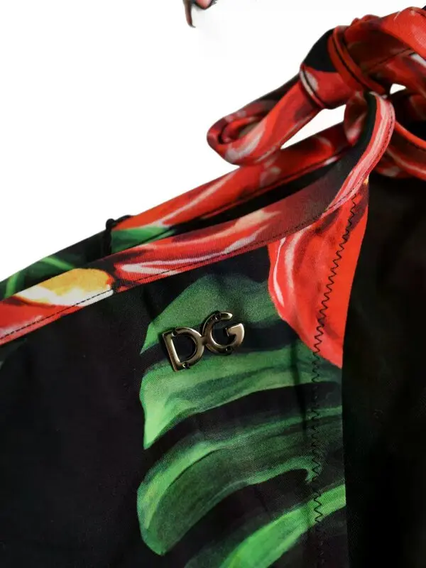 Dolce & Gabbana Floral-print Side-tie Bikini Bottoms