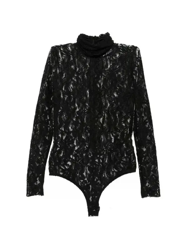 ALESSANDRO LEGORA Lace Long-sleeve Bodysuit - Black