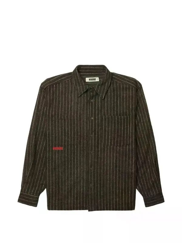 WOODBIRD Wbbuzo Herringbone-stripe Flannel Shirt - Brown