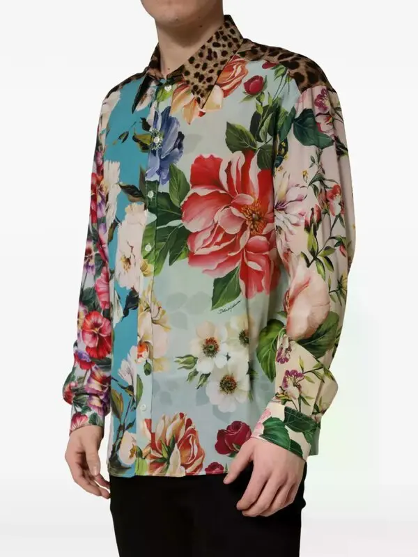 Dolce & Gabbana Floral Leopard-print Shirt - Blue