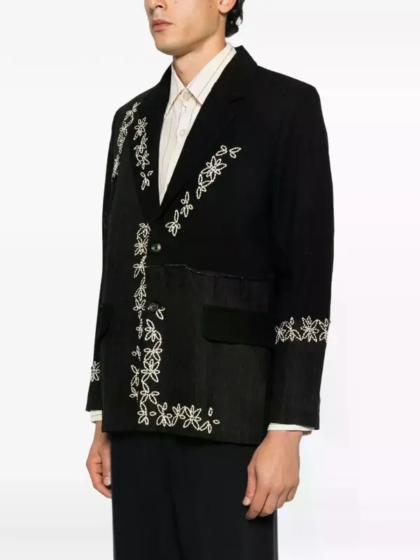 KARTIK RESEARCH Floral-embroidered Patchwork Blazer
