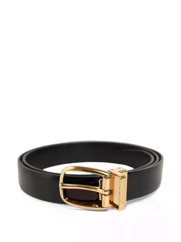 Dolce & Gabbana Classic Leather Gold-tone Buckle Belt - Black