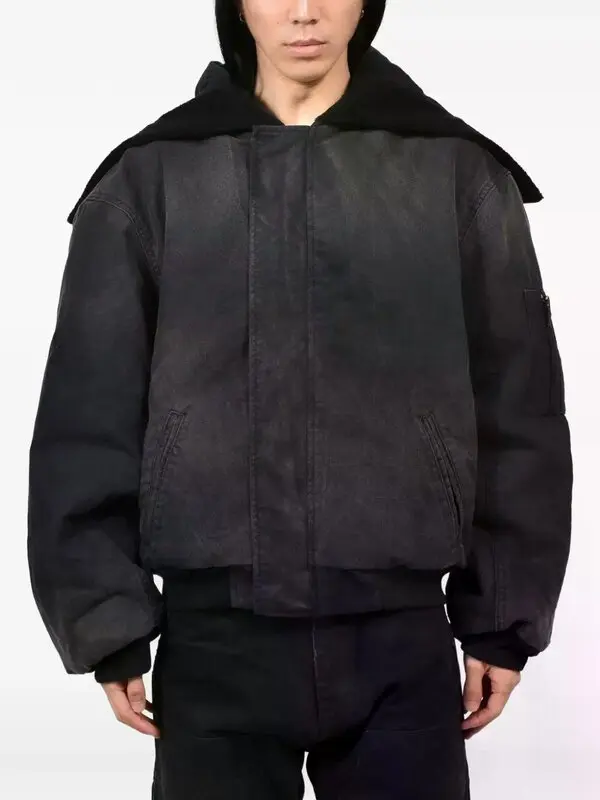 GREG ROSS Faded-effect Zip-hood Bomber Jacket