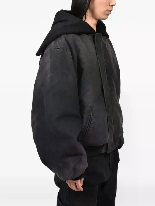 GREG ROSS Faded-effect Zip-hood Bomber Jacket