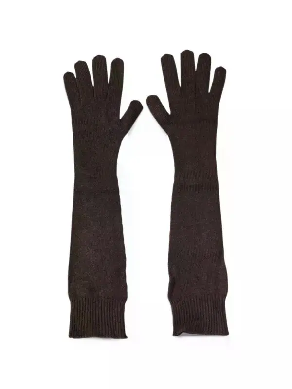 Dolce & Gabbana Knitted Elbow-length Gloves - Brown