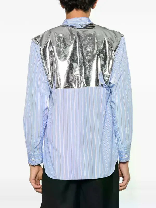 Comme Des Garçons Striped Metallic-panel Shirt