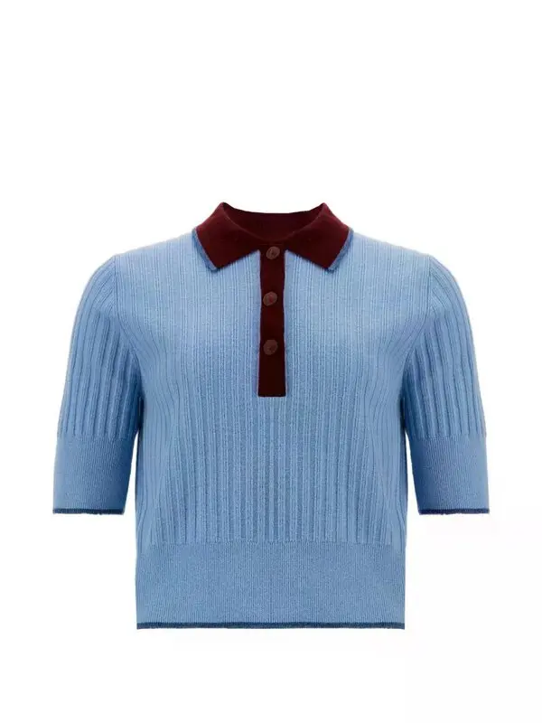 LA MARTINA Eugenie Ribbed-knit Polo Top