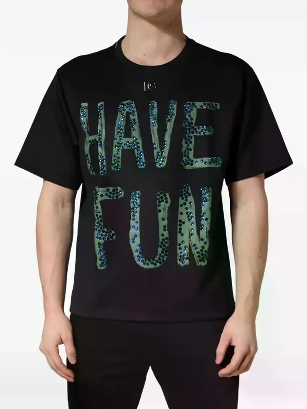 Dolce & Gabbana Embellished Logo-plaque T-shirt - Black