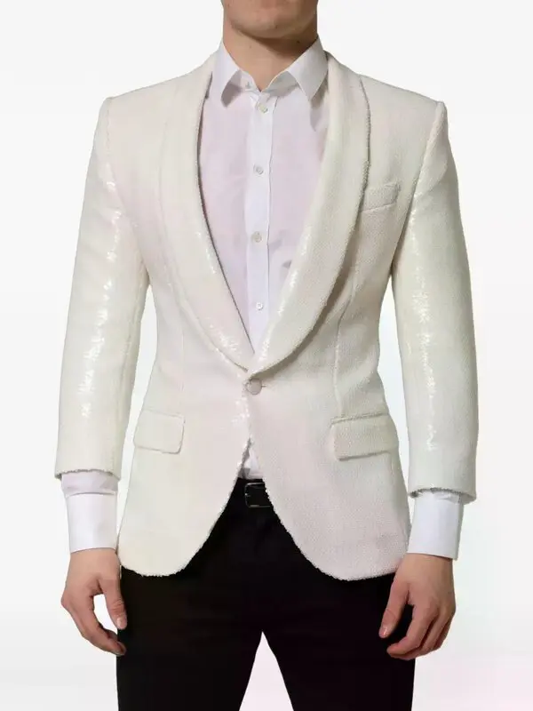 Dolce & Gabbana Sequin-embellished Single-breasted Blazer - White