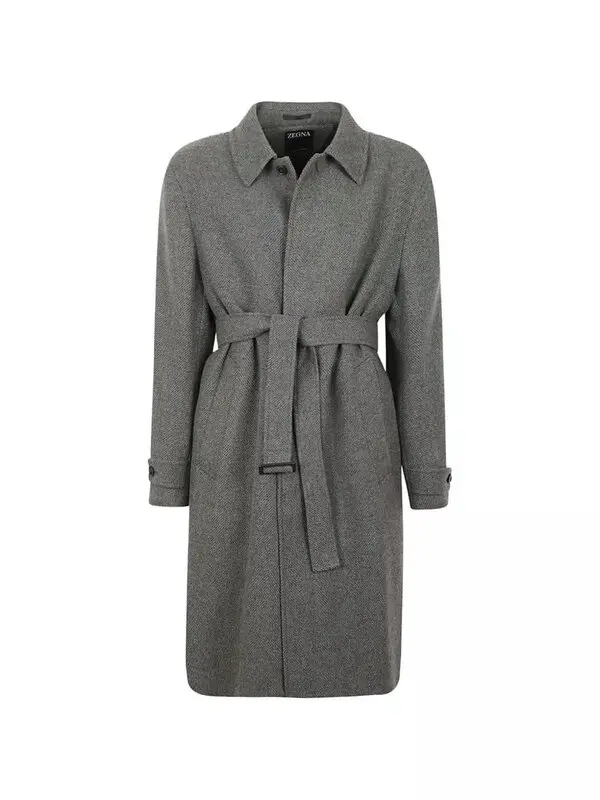 Zegna Herringbone Belted Coat