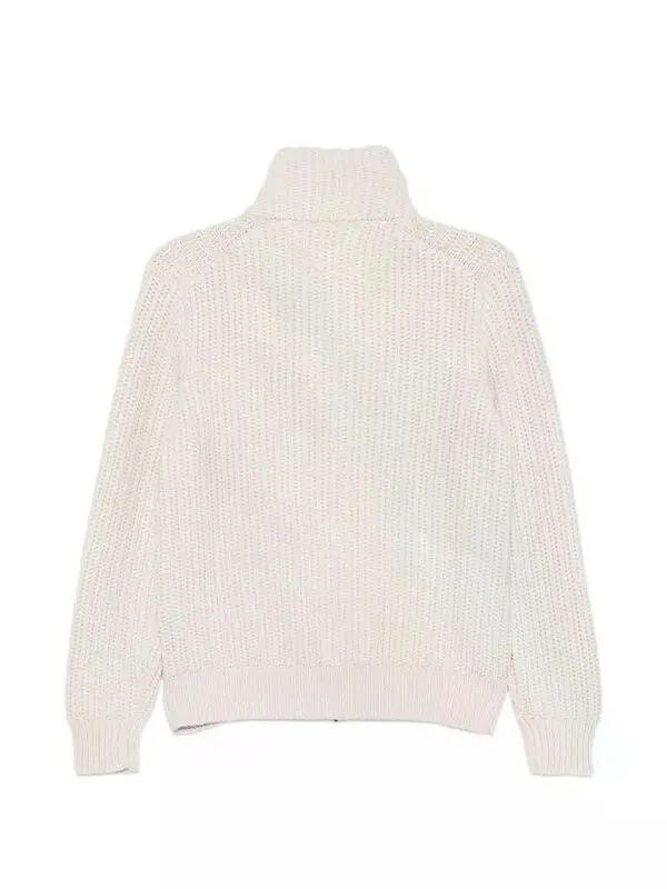 BARBA NAPOLI Ribbed-knit Zip-up Cardigan