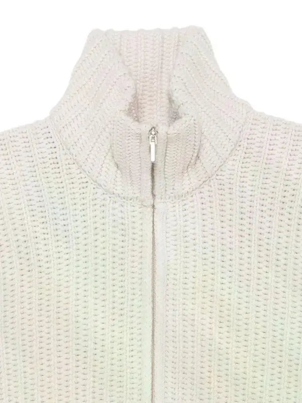 BARBA NAPOLI Ribbed-knit Zip-up Cardigan