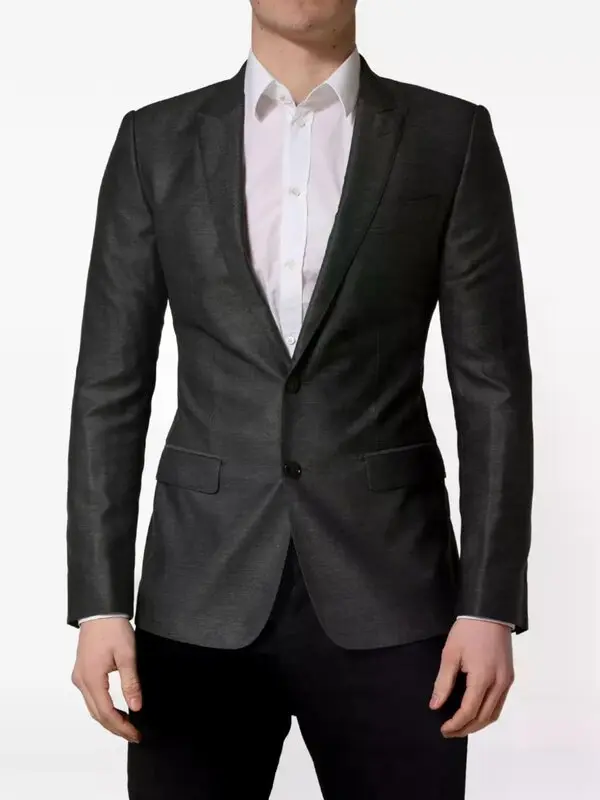 Dolce & Gabbana Dark Gray Wool Slim Fit Coat Jacket - Grey