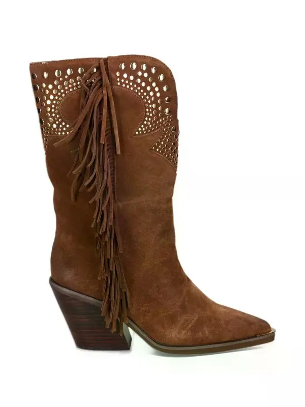 ALMA EN PENA Fringed Stud-embellished Boots