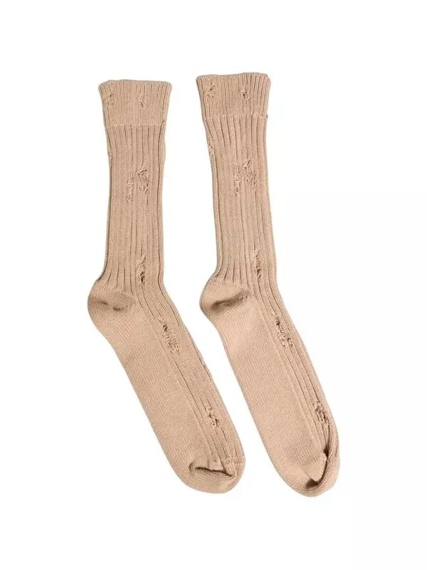 Dolce & Gabbana Distressed Ribbed-knit Socks
