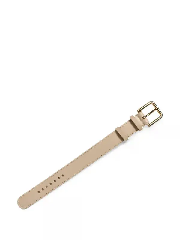 Dolce & Gabbana Beige Calfskin Leather Gold Buckle Belt Strap Bracelet