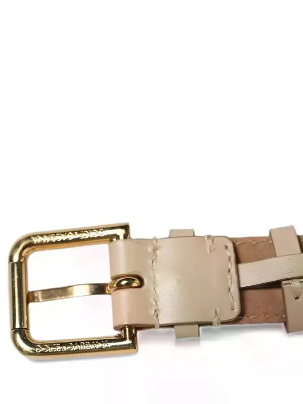 Dolce & Gabbana Beige Calfskin Leather Gold Buckle Belt Strap Bracelet