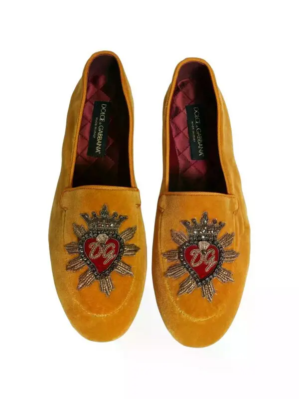 Dolce & Gabbana Sacred Heart Velvet Loafers