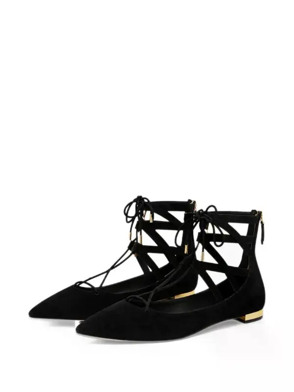 AQUAZZURA Lace-up Suede Flat Pumps