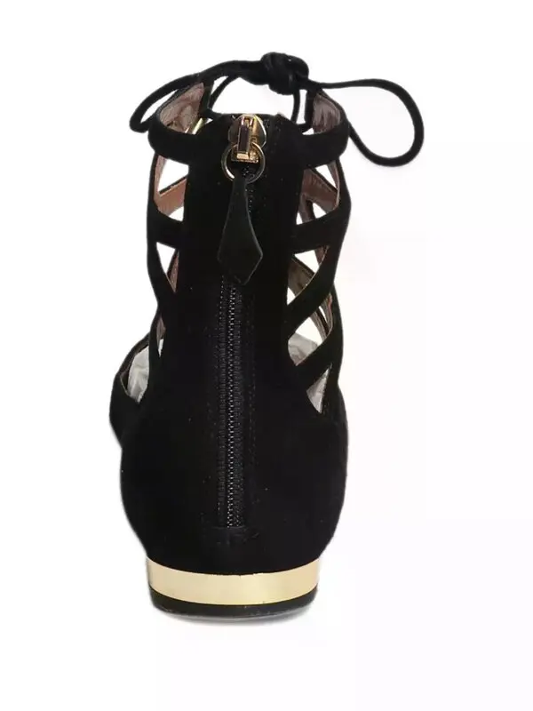 AQUAZZURA Lace-up Suede Flat Pumps