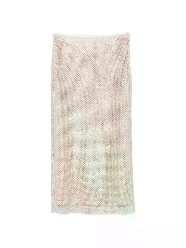 Marella Rhinestone-embellished Mesh-overlay Midi Skirt