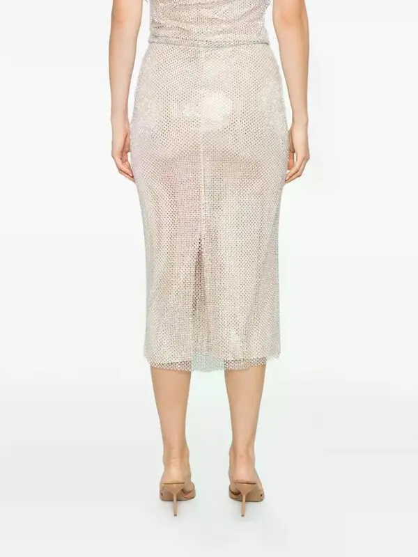 Marella Rhinestone-embellished Mesh-overlay Midi Skirt