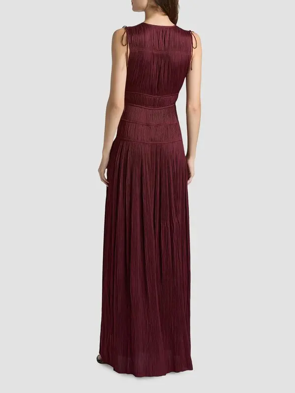 Ulla Johnson Tasneem Pleated Satin Gown - Claret