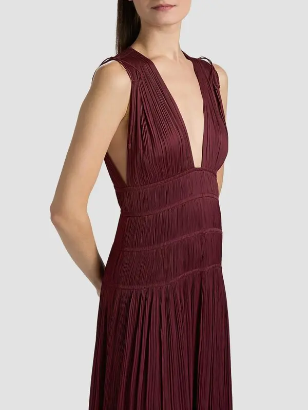 Ulla Johnson Tasneem Pleated Satin Gown - Claret