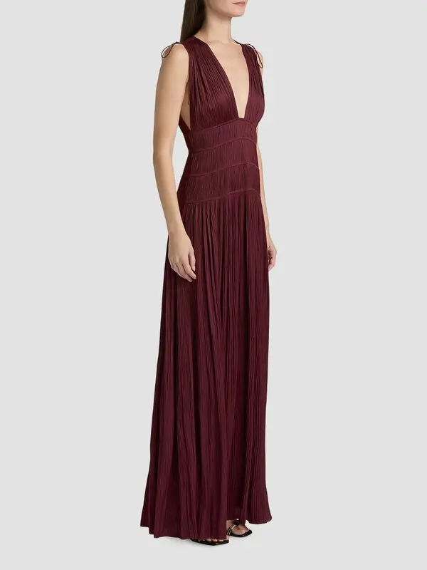 Ulla Johnson Tasneem Pleated Satin Gown - Claret